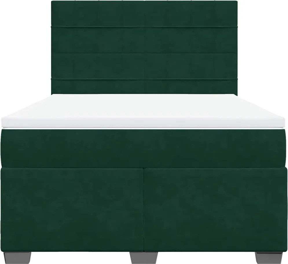Box spring postel s matrací tmavě zelená 140x190 cm samet 3293209