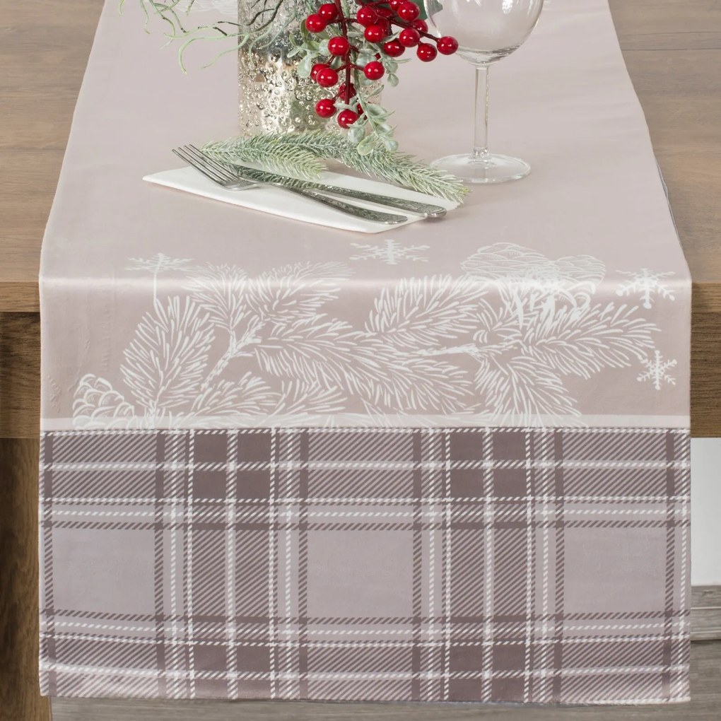 VÁNOČNÍ BĚHOUN NA STŮL HOLLY 40X140 CM VZOROVANÝ