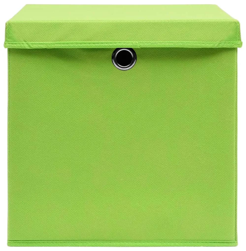 Úložné boxy s víky 4 ks zelené 32 x 32 x 32 cm textil - Default Title