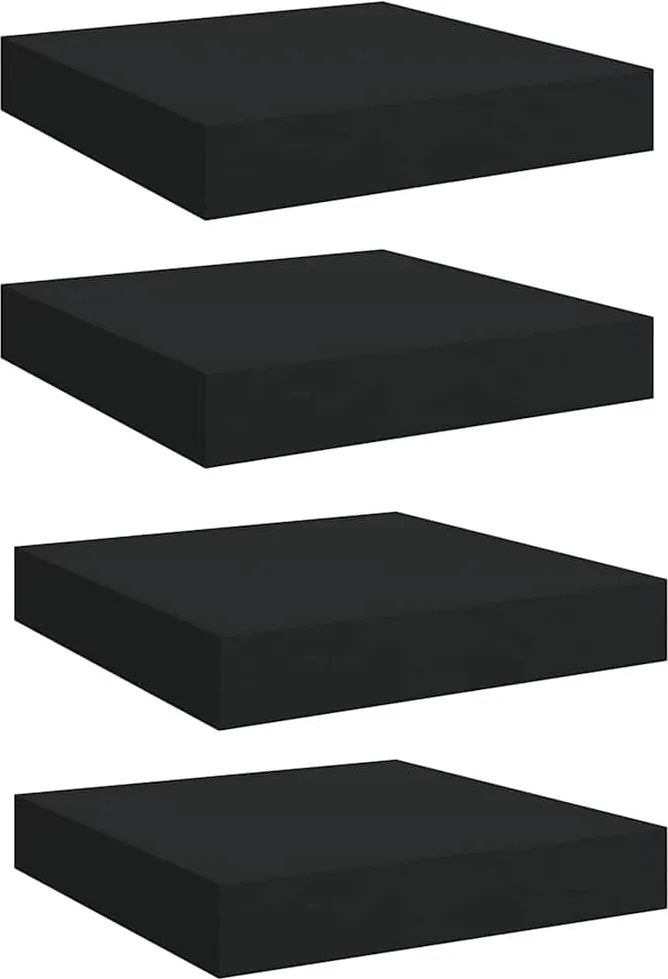Plovoucí nástěnné police 4 ks černé 23 x 23,5 x 3,8 cm MDF 323825