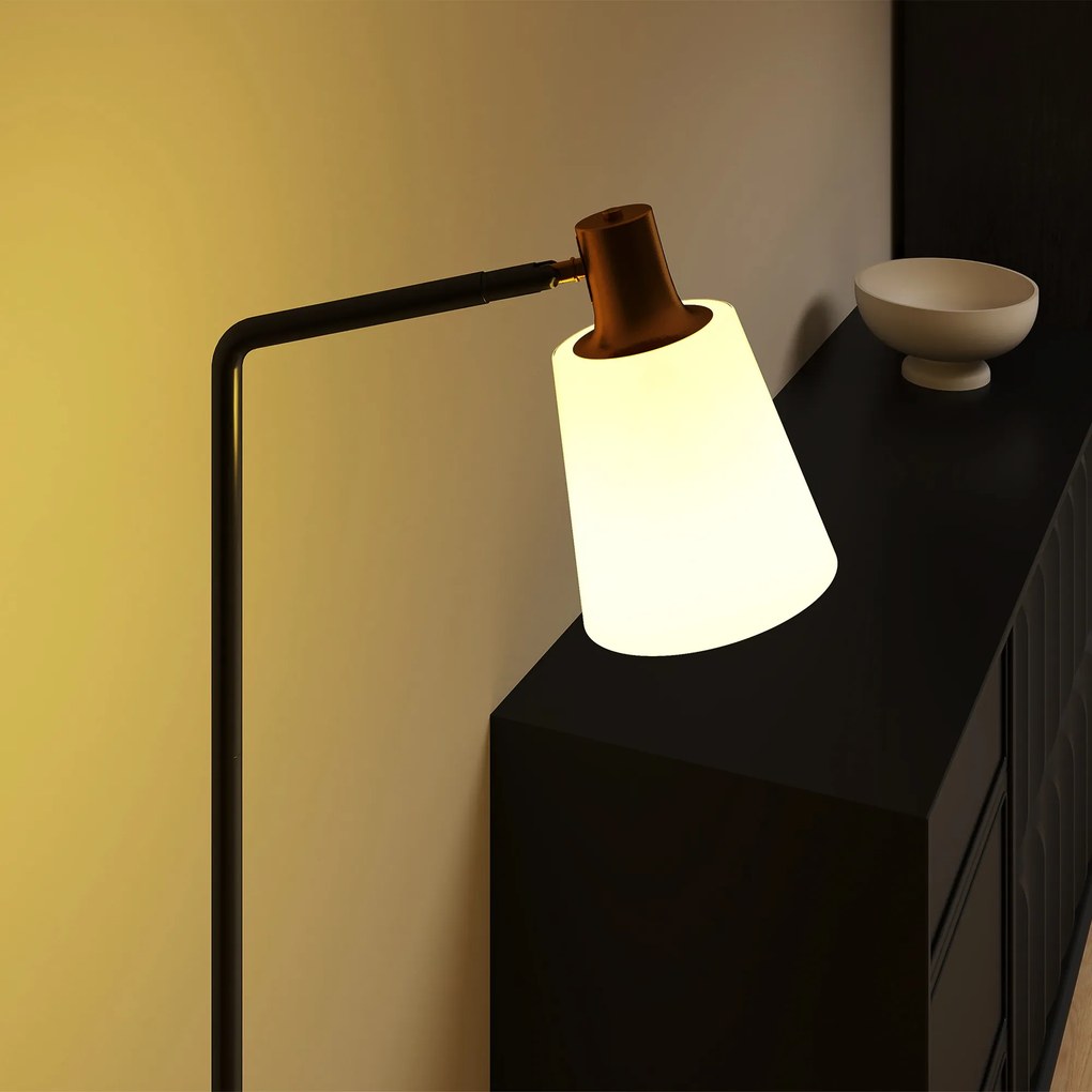 HOMCOM LED stojací lampa do obývacího pokoje, stojací lampa s 350° otočnou hlavou, stojací lampa s barevnými teplotami 3000K/4000K/6500K, černá