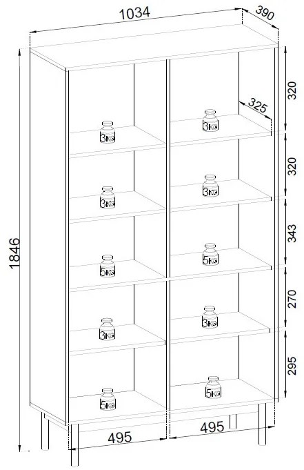Vysoká vitrína Japandi, 104 cm, béžová kašmír