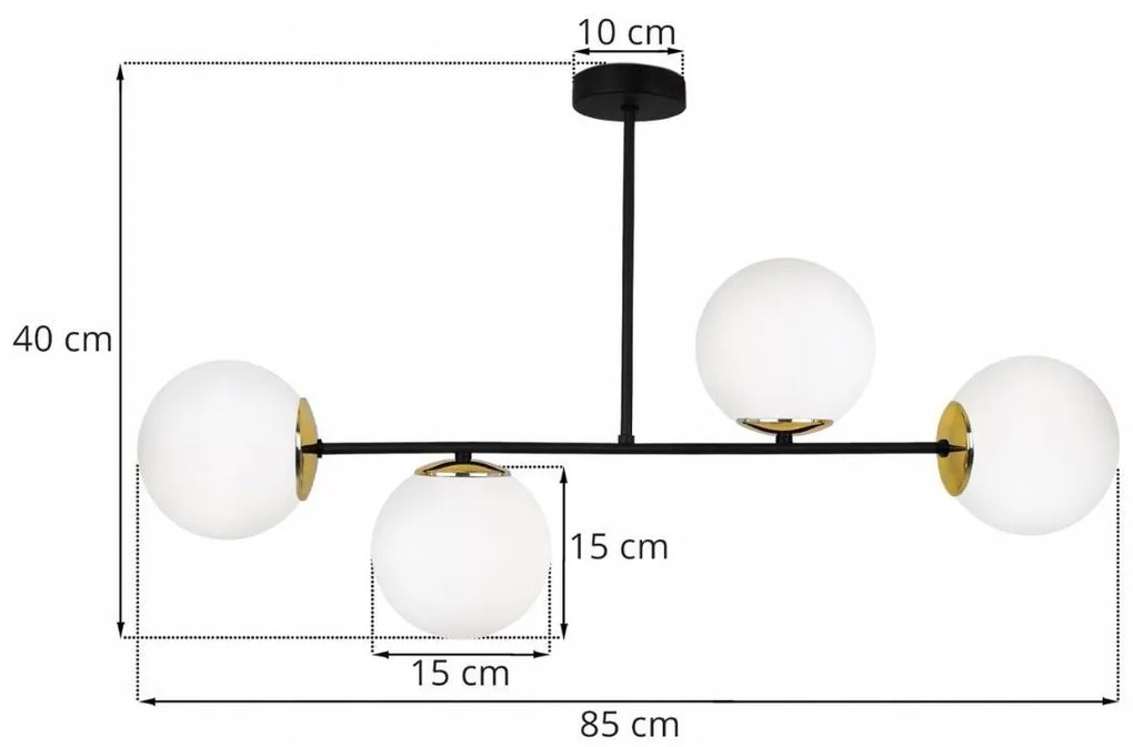 Stropní svítidlo Florence, 4x bílé skleněné stínítko, (výběr ze 4 barev uchycení)