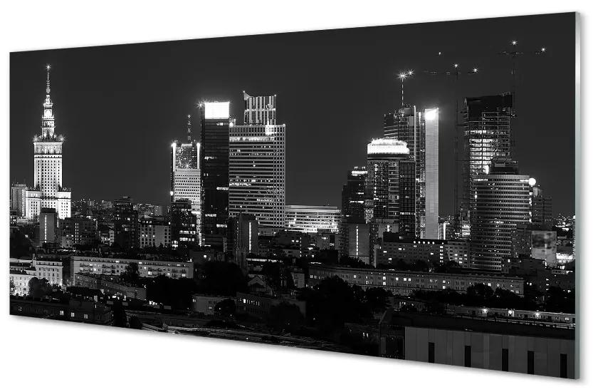 akrylový obraz Noční panorama Varšavy mrakodrapů 120x60 cm