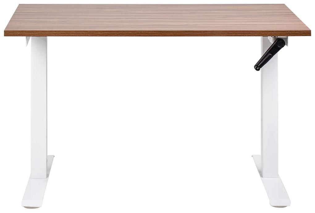 Manuálně nastavitelný psací stůl 120 x 72 cm tmavé dřevo/bílý DESTINES Beliani