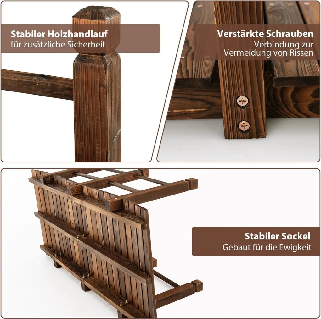 Costway Masivní dřevěný zahradní můstek 150 cm, hnědý