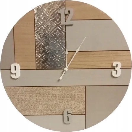 Béžovo-stříbrné Kulatý Hodiny