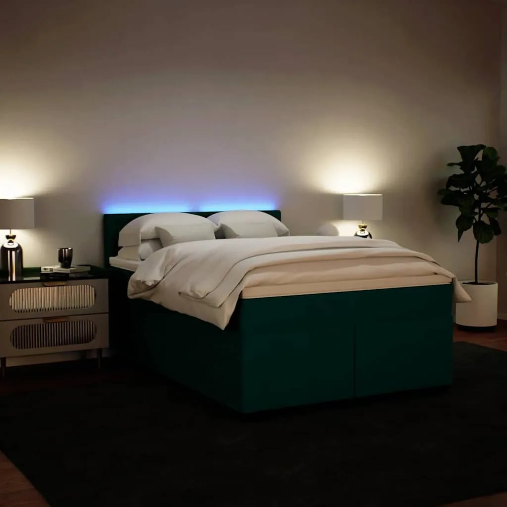 Box spring postel s matrací tmavě zelená 160x200 cm samet 3288669