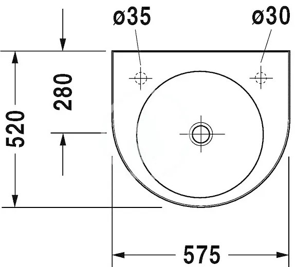 DURAVIT - Architec Umyvadlo 575x520 mm, bez přepadu, 1 otvor vlevo, zásobník mýdla, bílá (0449580023)