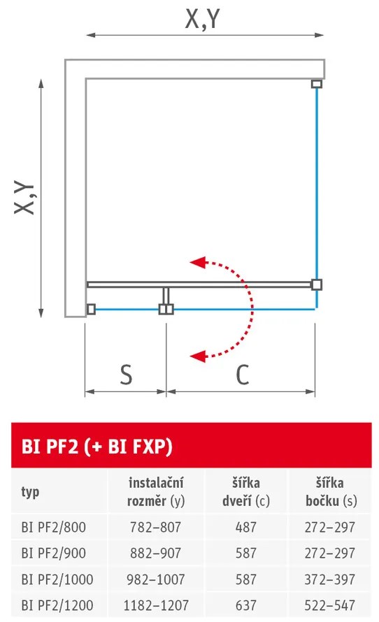 Roth ELEGANT NEO LINE BI PF2+BI FXP Sprchový kout čtvercový 100x100 cm Profil: Lesk, Sklo: Hladké čiré