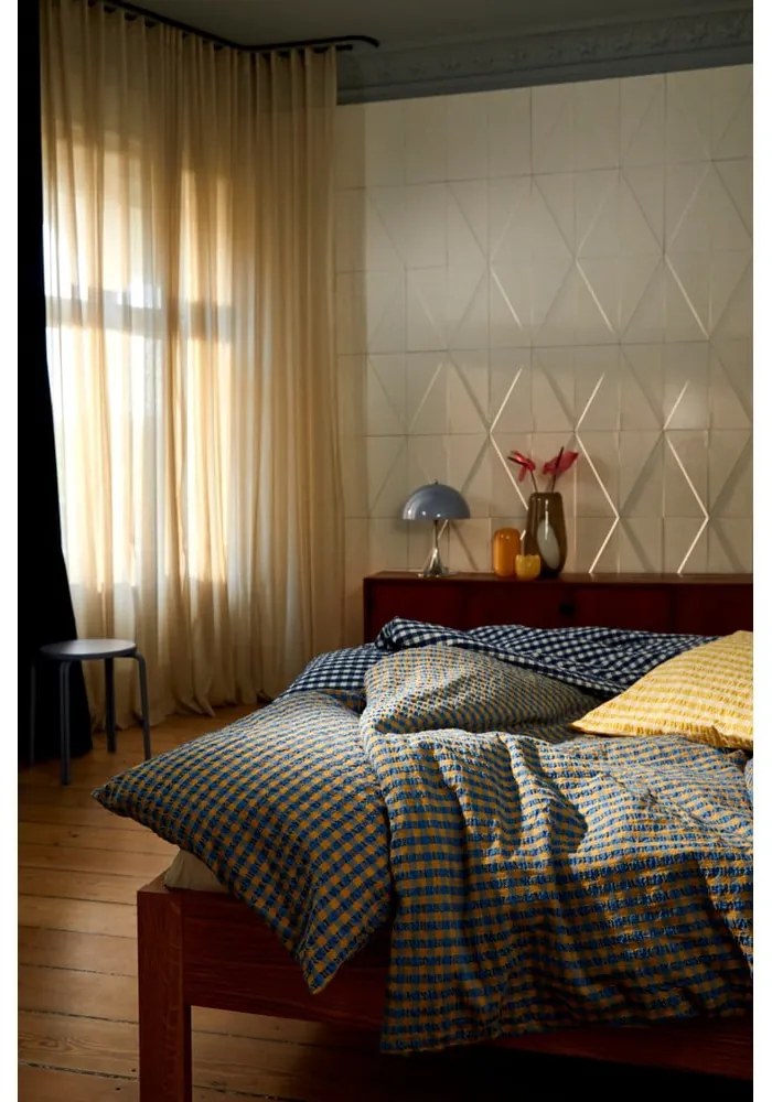 Tmavě modré krepové povlečení na jednolůžko/prodloužené 150x210 cm Bæk&Bølge – JUNA