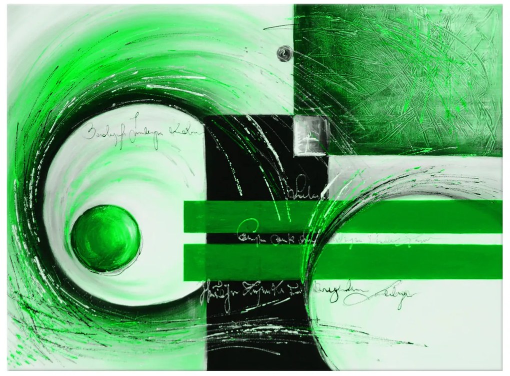 Gario Ručně malovaný obraz Zelené tvary Rozměry: 120 x 80 cm