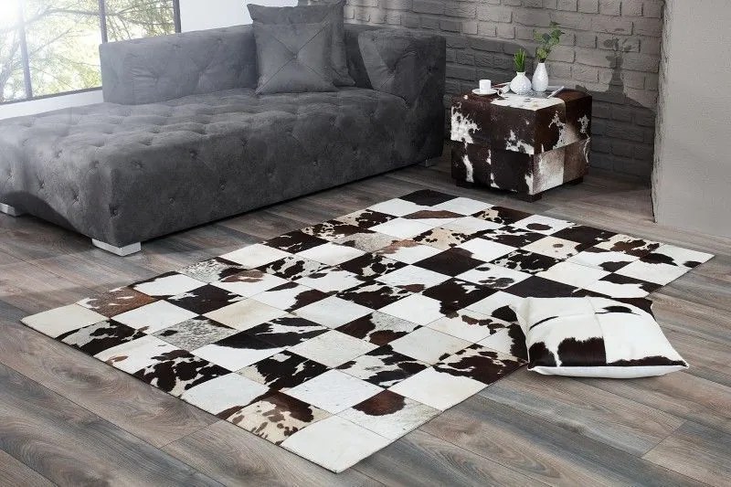 Deflee luxusní koberec RODEO BROWN WHITE pravá kožešina KOB37443pravá kůže  195 cm x 140 cm