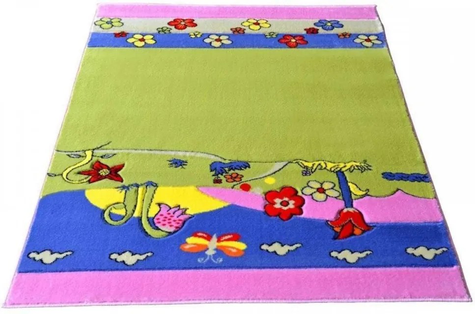 Dětský koberec Louka růžový, Velikosti 133x190cm