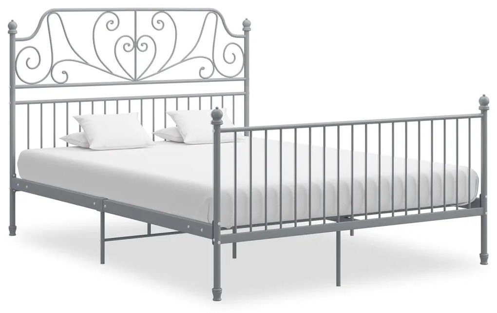324852 vidaXL Rám postele šedý kov a překližka 140 x 200 cm