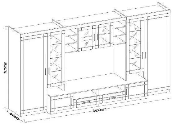 FALCO Bytová stěna Parker Odstín: Dub sonoma/grafit