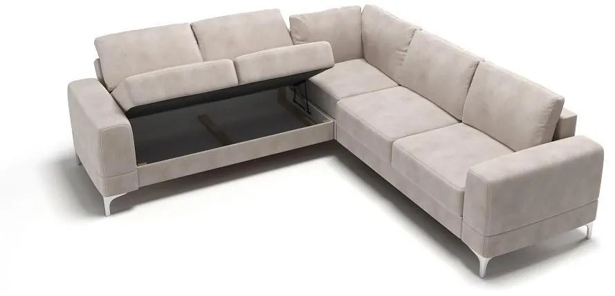 MEBLE GORECKI ARIA MAX moderní rozkládací rohová sedačka s úložným prostorem bílá eko kůže 250 x 80 x 250 cm