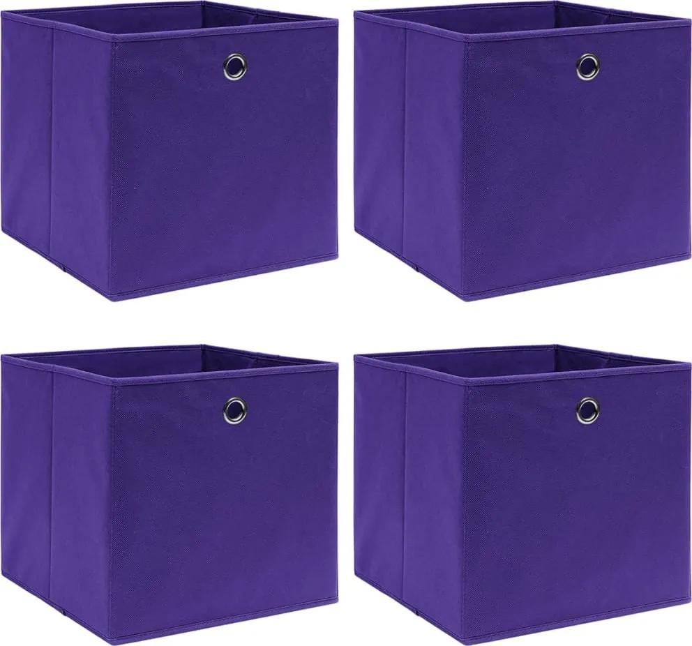 vidaXL Úložné boxy 4 ks netkaná textilie 28 x 28 x 28 cm [325188] Barva: vínová s víky