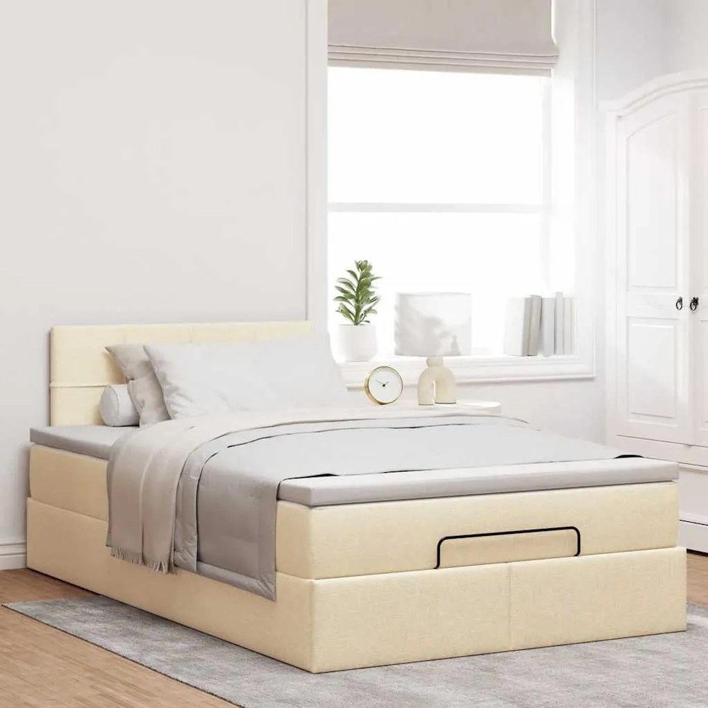 Osmanský rám postele s matrací krémově 120x200cm textil 3312303