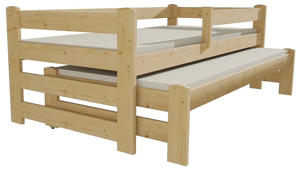 Vomaks Dětská postel s výsuvnou přistýlkou DPV 001 (netransparentní barva zelená, 80 x 200 cm, 2 kusy úložných prostor)