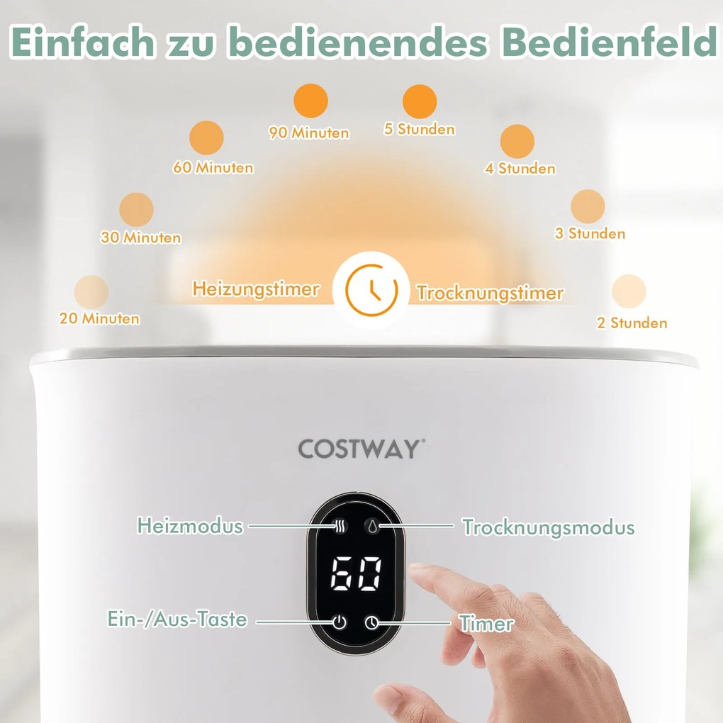 Costway 35 L velký ohřívač ručníků s časovačem Elektrický sušák na ručníky