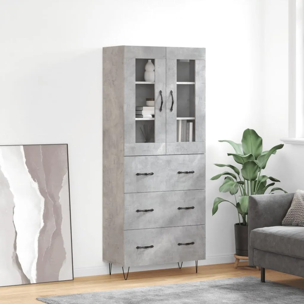 Skříň highboard betonově šedá 69,5x34x180 cm kompozitní dřevo - Default Title