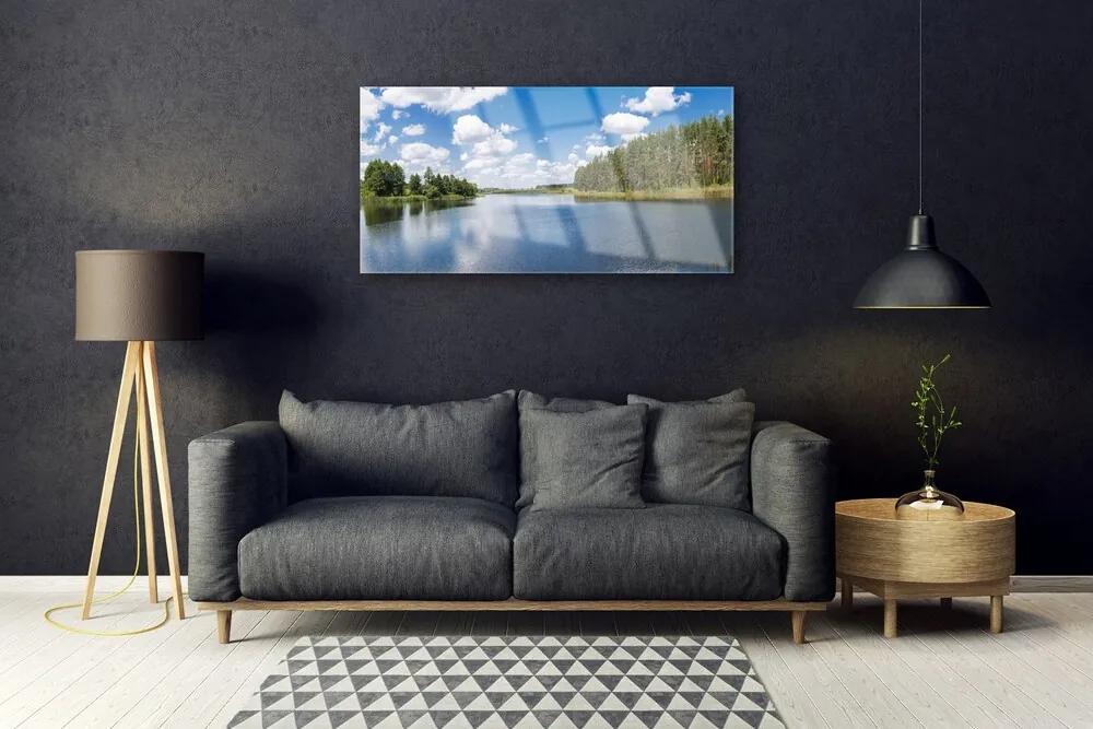 Obraz na skle Jezero Les Krajina 120x60 cm
