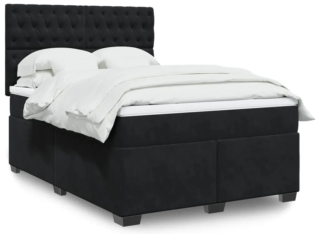 Box spring postel s matrací černá 140 x 190 cm samet 3290914