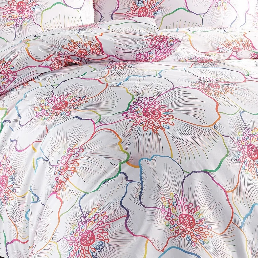 BedTex Saténové povlečení Bloom, 140 x 200 cm, 70 x 90 cm, 140 x 200 cm, 70 x 90 cm
