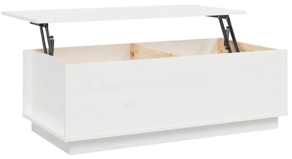 Konferenční stolek bílý 100x50x35 cm masivní borové dřevo - Default Title