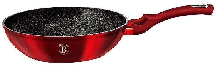 BERLINGERHAUS Pánev WOK s mramorovým povrchem 30 cm Burgundy Metallic Line BH-6166