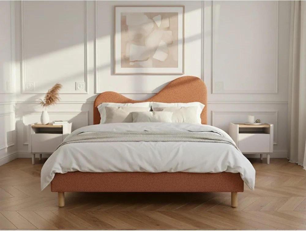 Čalouněná čalouněná dvoulůžková postel s roštem 180x200 cm v terakotové barvě Celina – Bobochic Paris