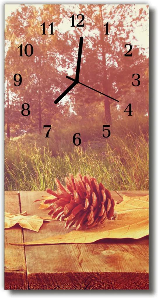 Skleněné hodiny vertikální Příroda Borovice kuželová hnědá
