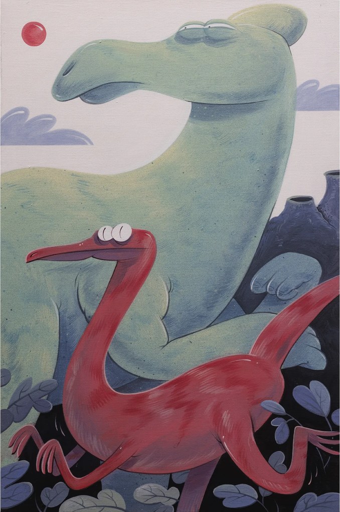 Slakinglizard | Pravěk Rám: Dubový, Velikost: 60 x 40 cm