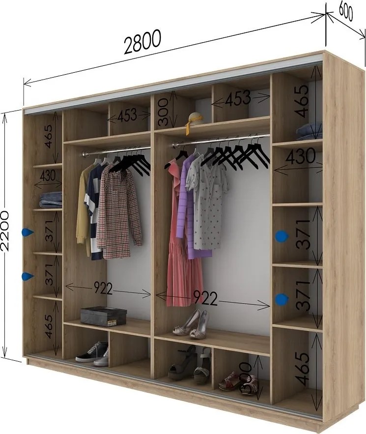 Casarredo - Komfort nábytek Šatní skříň STIGMA 280/220 dub sonoma