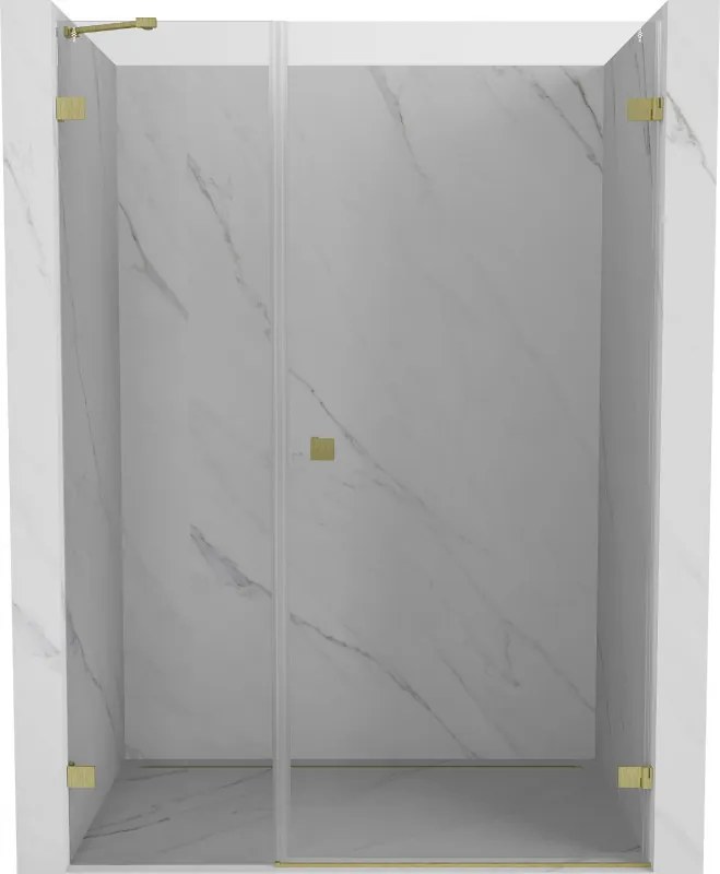 Mexen Lunar-B, pravé otočné sprchové dveře 125 cm, 8mm čiré sklo, zlatý matný profil, 832S-125-050-55-00-P