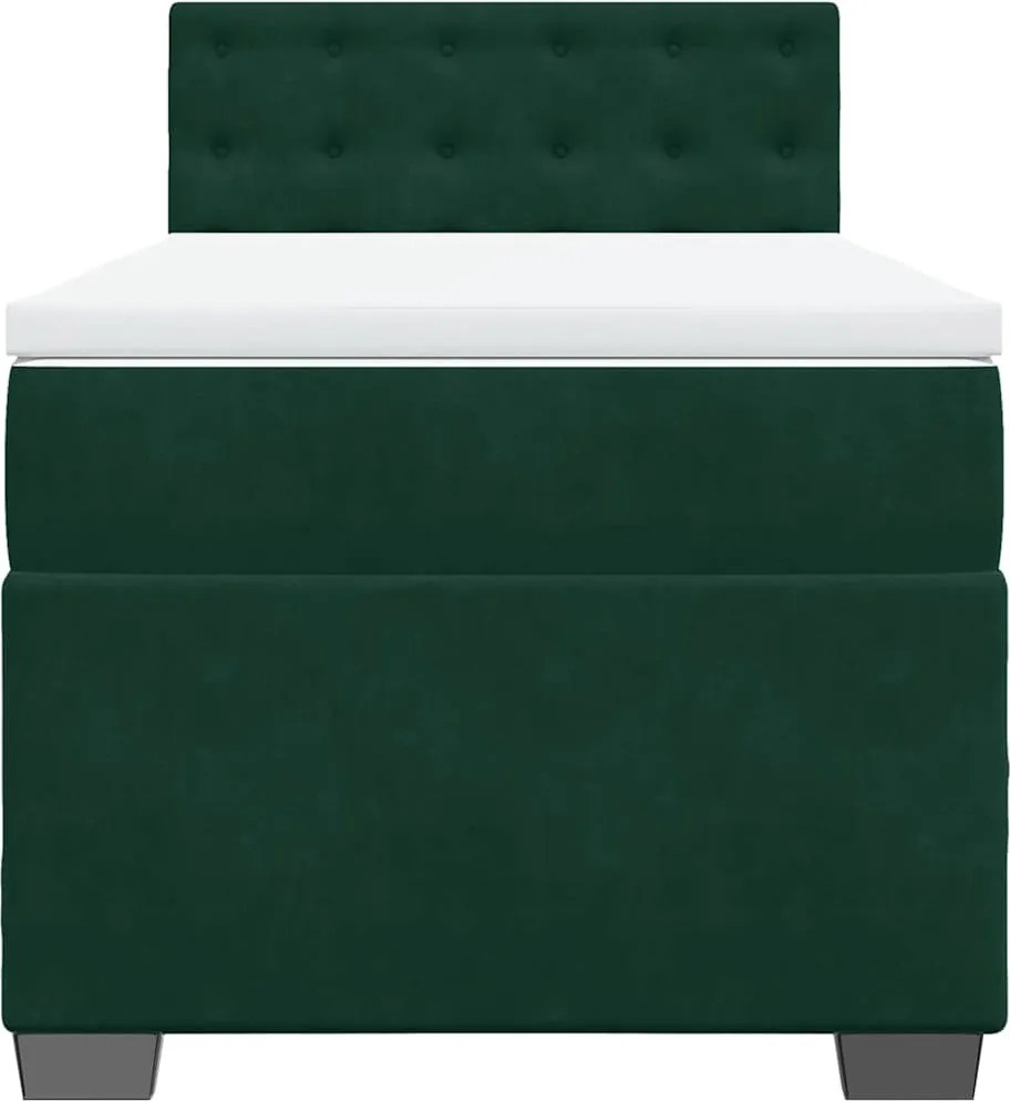 Box spring postel s matrací tmavě zelená 90x190 cm samet 3288489