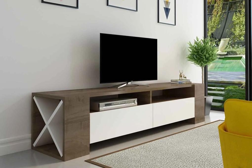 Designový TV stolek Gedali 155 cm ořech bílý