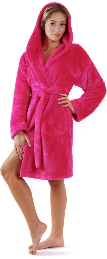Krátký župan s kapucí Lilly extra one size malinový 33 20 3430 - S/M
