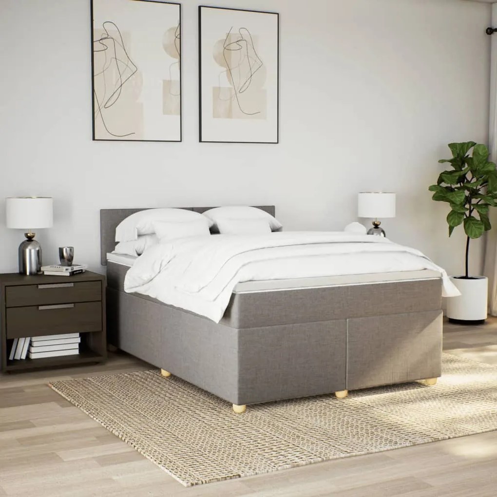 Box spring postel s matrací taupe 140x200 cm textil 3289000