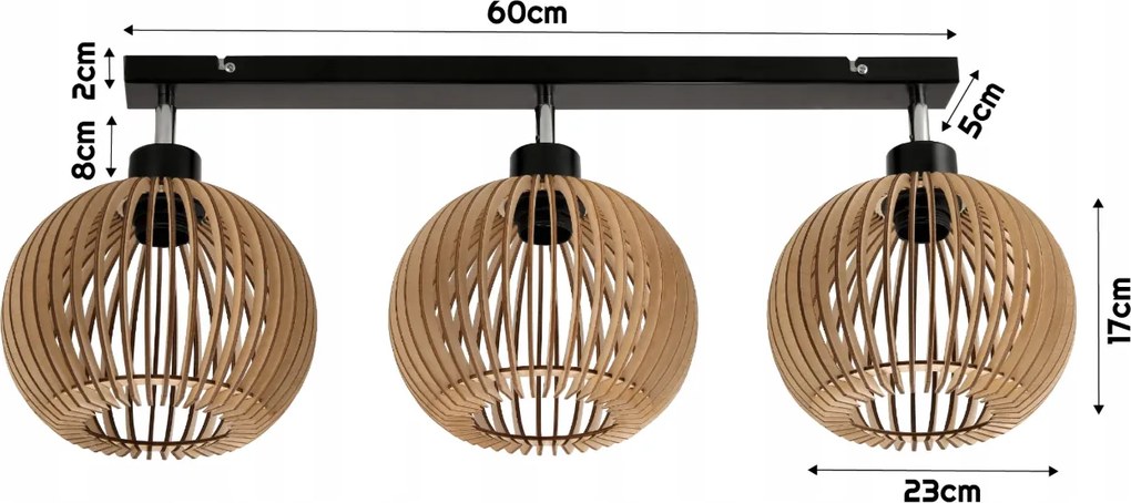 Stropní svítidlo LED lustr nastavitelný dřevěný 3xe27