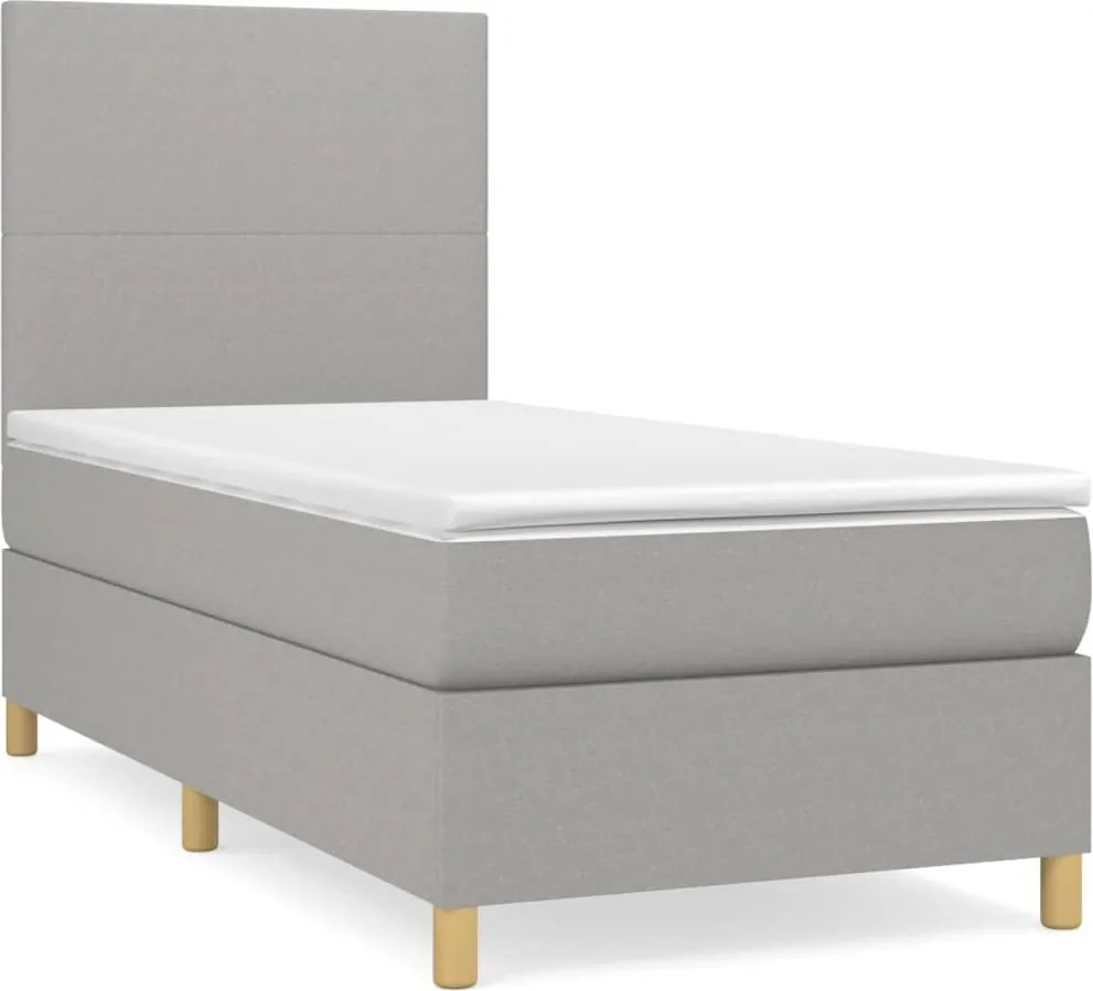 Box spring postel s matrací světle šedý 100 x 200 cm textil 3142153
