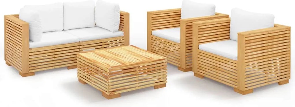 5dílná zahradní sedací souprava s poduškami masivní teak 3100869