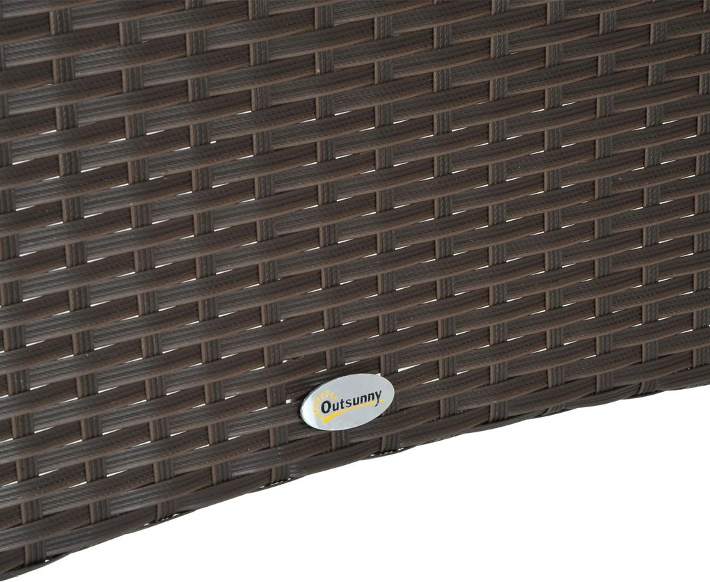 Outsunny jídelní stůl zahradní stůl polyratanový skleněný stůl 150x85x74cm, bezpečnostní sklo hnědočerné, ideální pro zahradu a terasu |