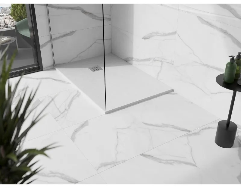 Mexen Stone+ kompozitní čtvercová sprchová vana 110 x 70 cm, Bílá - 44107011