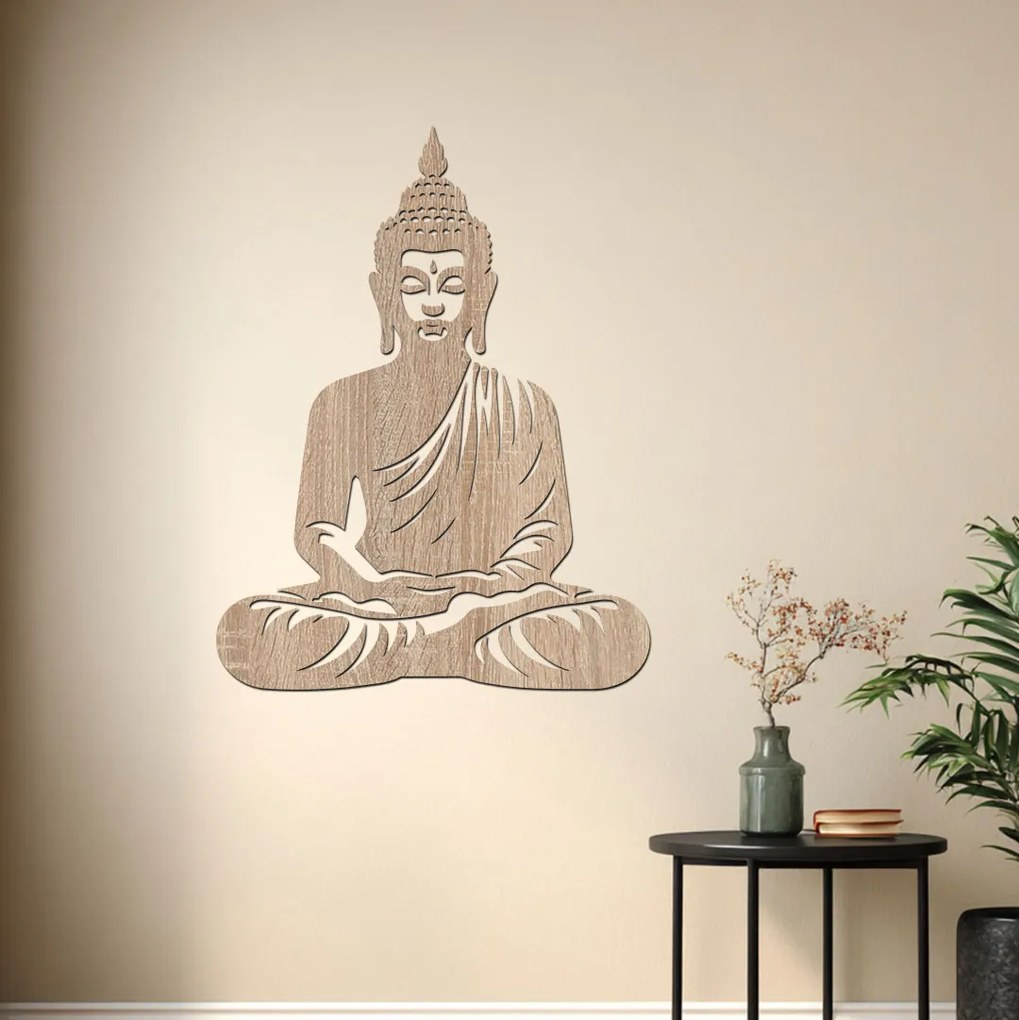 dřevo života Dřevěný obraz Buddha – Energie klidu Rozměry (cm): 62x80, Zvolte barvu dekoru: Horský dub