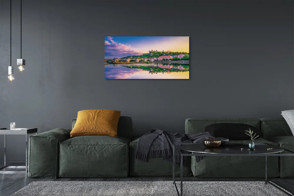 Obrazy na plátně řeka Německo Sunset 140x70 cm