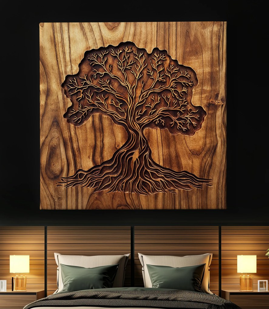 Obraz na plátně - Strom života Zenith, dřevo styl FeelHappy.cz Velikost obrazu: 120 x 120 cm