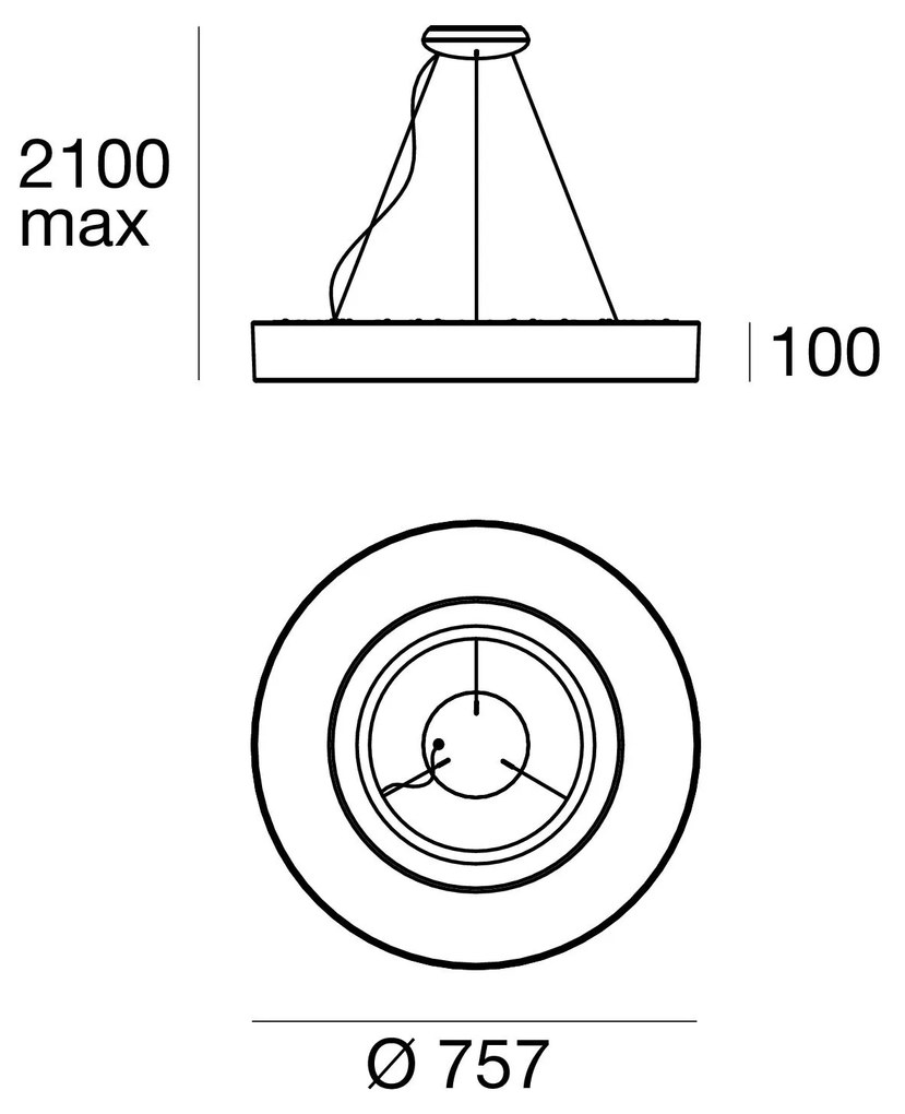 Stilnovo 7652 Saturn, kruhové svítidlo pro zavěšení, 33W LED 3000K stmívatelné DALI, prům. 75,7cm