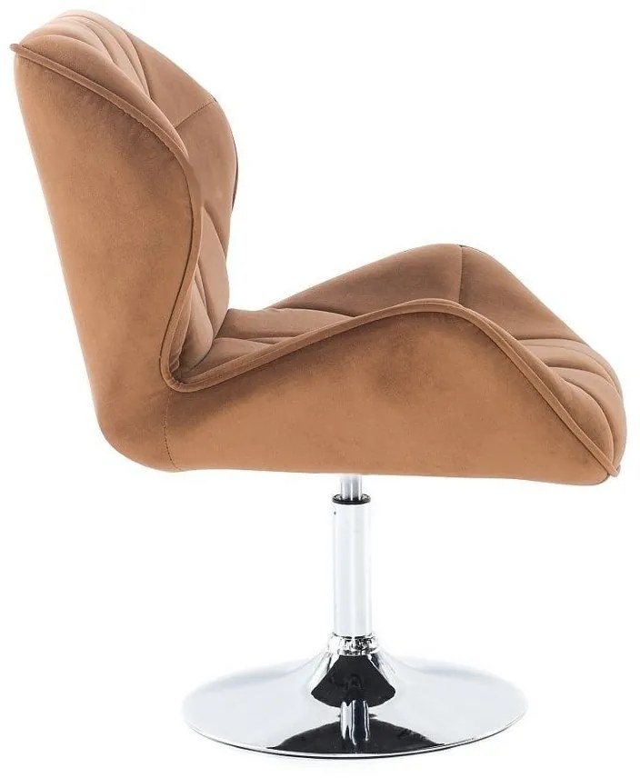 LuxuryForm DESIGN Otočná židle MILANO VELUR na stříbrném talíři - medová